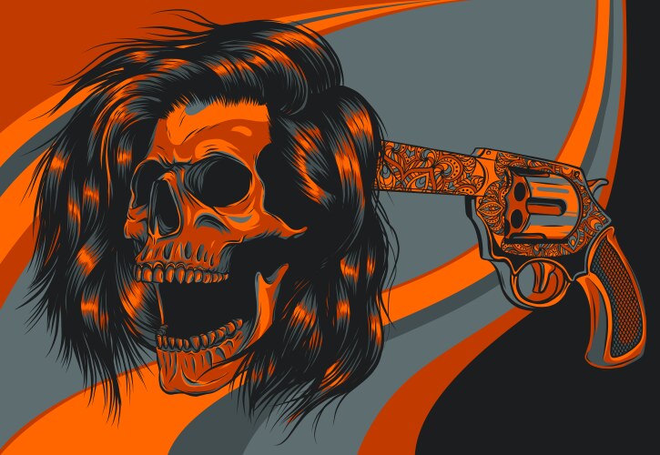 Suicide skull with gun and blood Royalty Free Vector Image