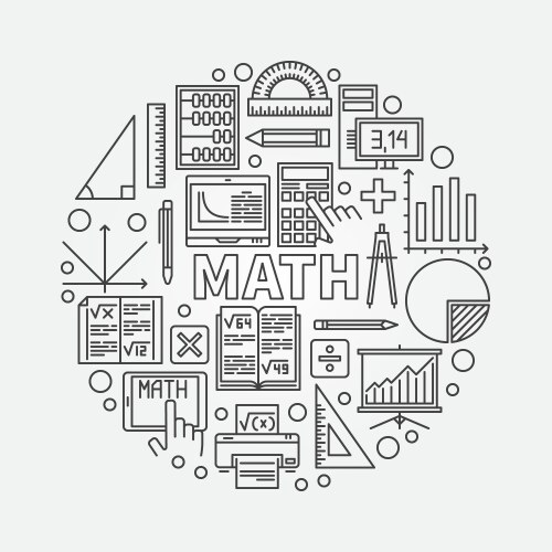 Mathematics doodle hand drawn school set Vector Image