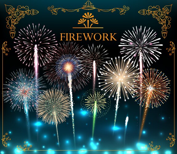 Realistic colorful fireworks Royalty Free Vector Image Realistic colorful fireworks Royalty Free Vector Image