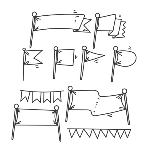 Hand drawn vintage photo frame doodle set Vector Image