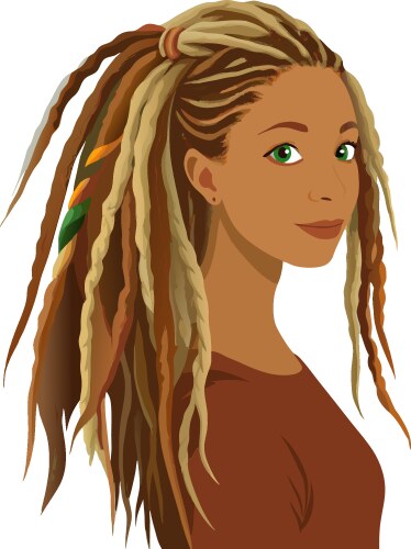 Young black woman posing with long dreadlocks Vector Image