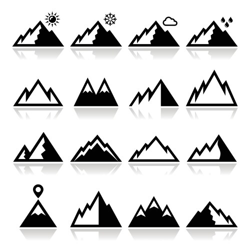 Mountain icons set Royalty Free Vector Image - VectorStock