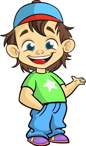 Cute little cartoon boy smiling expression Vector Image