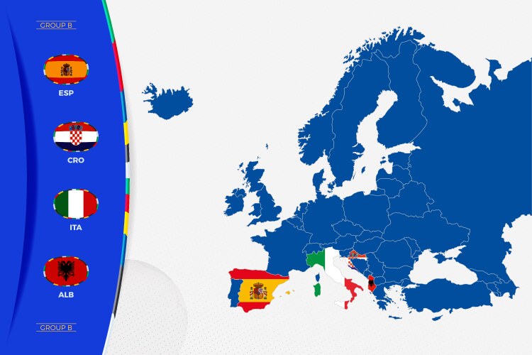 Map of europe with marked maps countries Vector Image