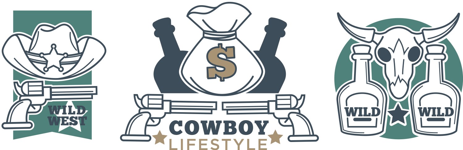 Cowboy themed logo collection Royalty Free Vector Image