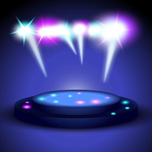 Performance stage with lightbulb glowing backdrop Vector Image