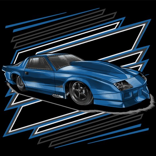 Blue drag racing car with grey strip Royalty Free Vector