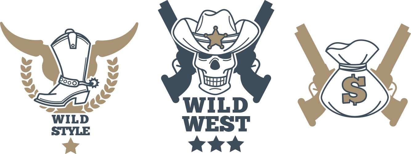 Cowboy themed logo collection Royalty Free Vector Image
