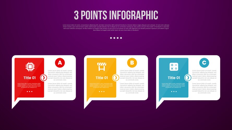 3 points or step process infographic with big Vector Image