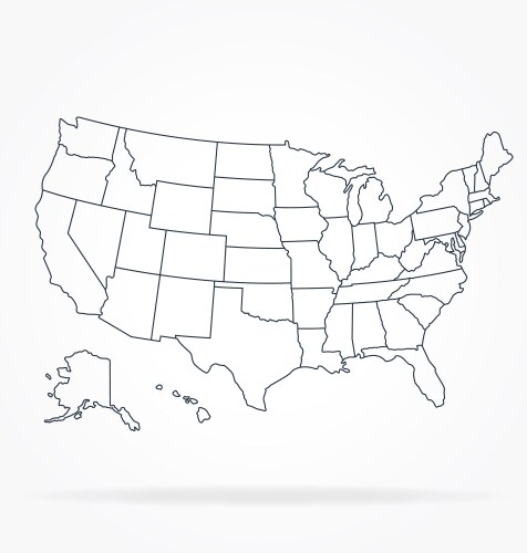 Blank outline map of usa Royalty Free Vector Image