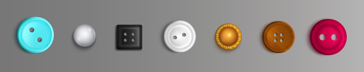 Sewing buttons with holes and solid design set Vector Image
