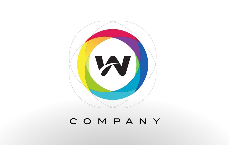 Letter w logo symbol in the colorful circle Vector Image