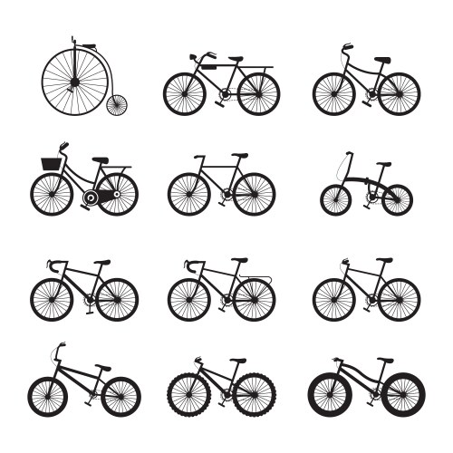 Bicycles types silhouettes Royalty Free Vector Image