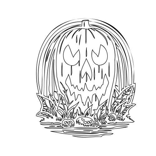 Grave halloween scary outline sketch Royalty Free Vector