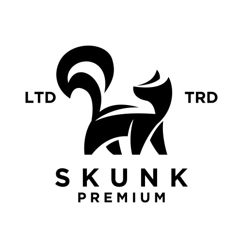 Skunk black white silhouette logo icon design Vector Image