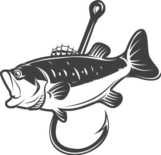 Largemouth bass fishing silhouette art Royalty Free Vector