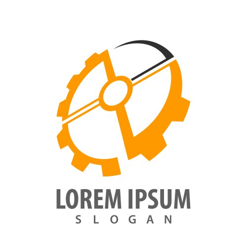 Logo hand holding gear with industrial tools Vector Image