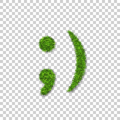 Green grass wink smile 3d smiley grassy emoticon Vector Image