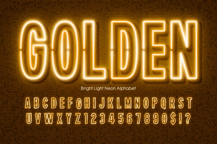 Gold font numbers and letters alphabet typography Vector Image