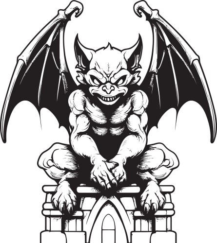 Stonework guardian art depicting gargoyle full Vector Image