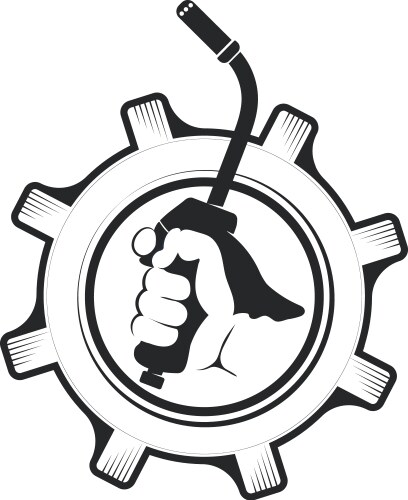 Welding with sparks welder working on big gear Vector Image