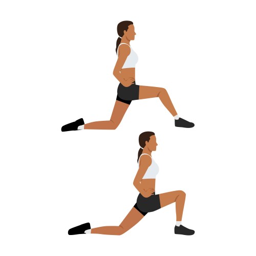 Woman doing hip circles exercise flat Royalty Free Vector