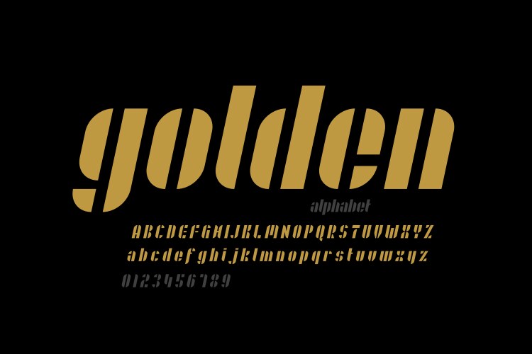 Bling style gold font design alphabet letters Vector Image
