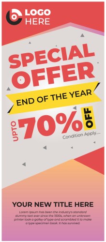 Discount roll up banner template design Royalty Free Vector