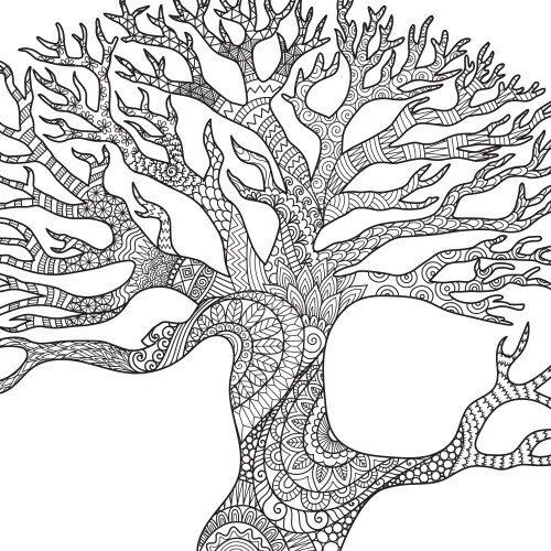 Hand drawn tree with pattern Royalty Free Vector Image