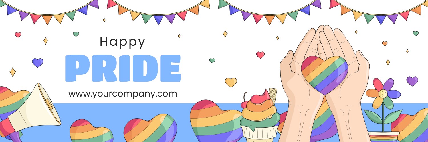 Twitter header template for pride month Royalty Free Vector
