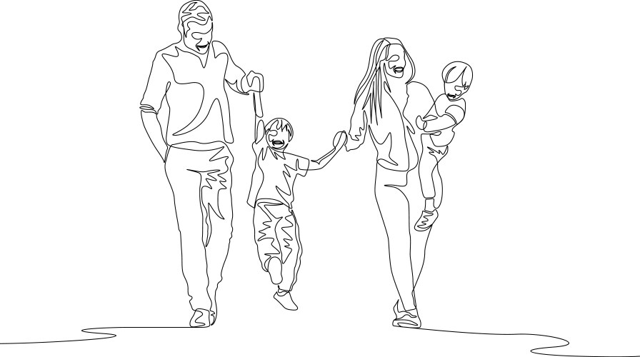 Abstract family hands parents and children line Vector Image