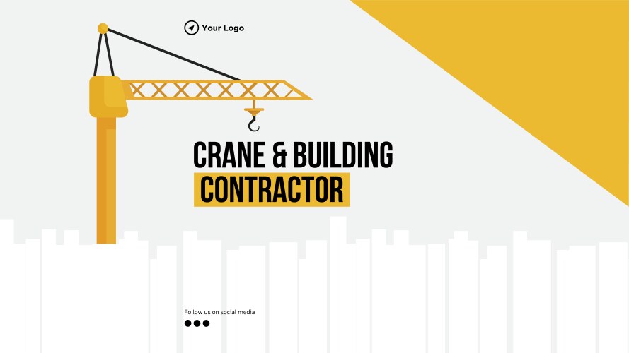 Crane and building contractor banner design Vector Image