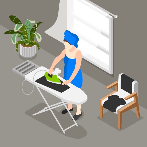 Morning routine isometric composition Royalty Free Vector