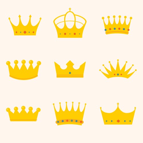 Royal Golden Crowns with Jewels Royalty Free Vector Image
