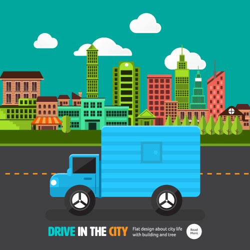 City traffic concept with cars on highway Vector Image