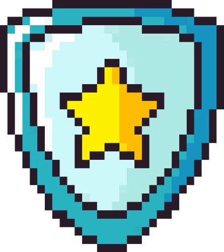 Shield pixel art Royalty Free Vector Image - VectorStock