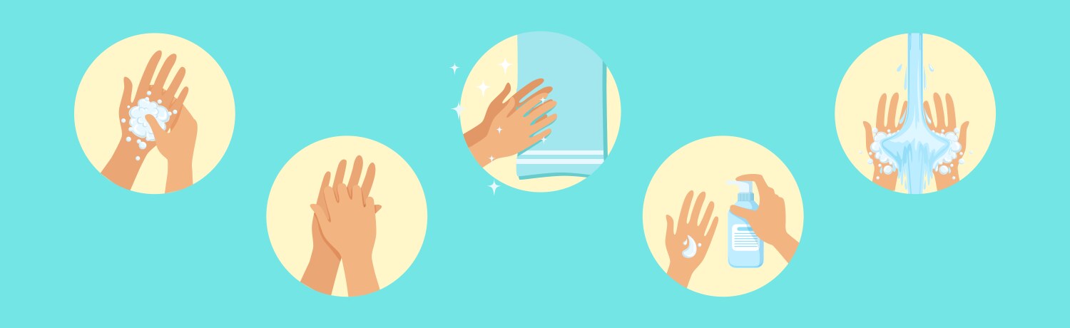 Clean hands hygiene and wash procedure step Vector Image