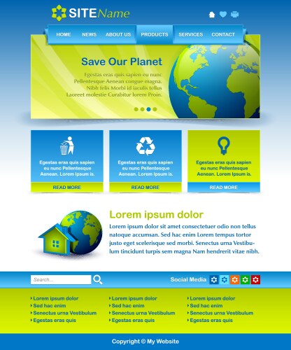 Website template layout Royalty Free Vector Image