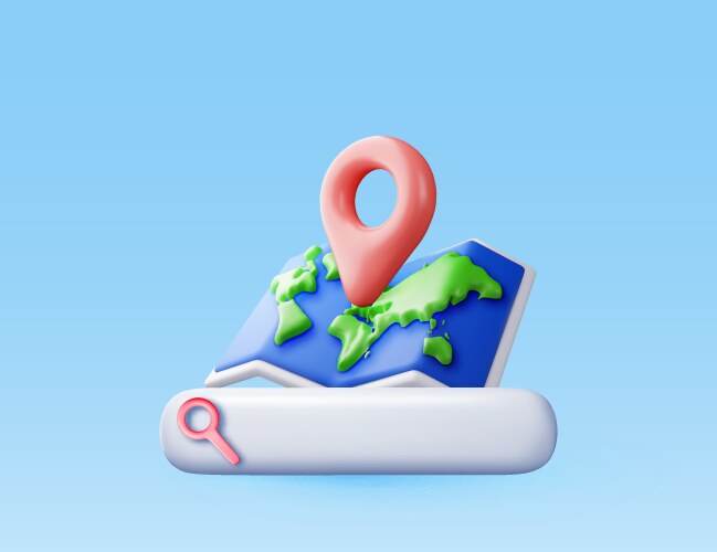 3d location folded paper map and pin Royalty Free Vector