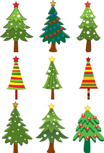Funny collection of christmas trees Royalty Free Vector