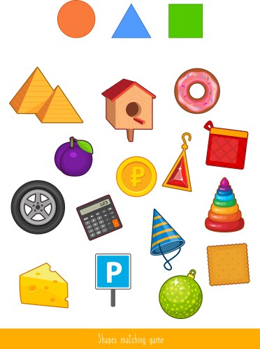 Matching shapes game with cartoon bull characters Vector Image