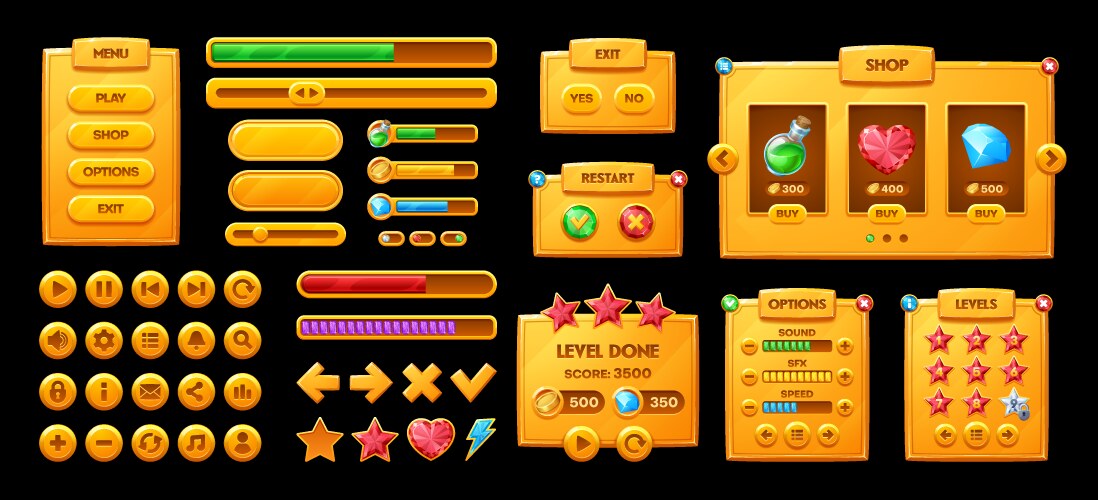 Game Menu Buttons Vector Images (over 8,400)
