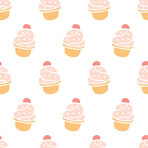 Bakery seamless pattern cupcake and muffin doodles