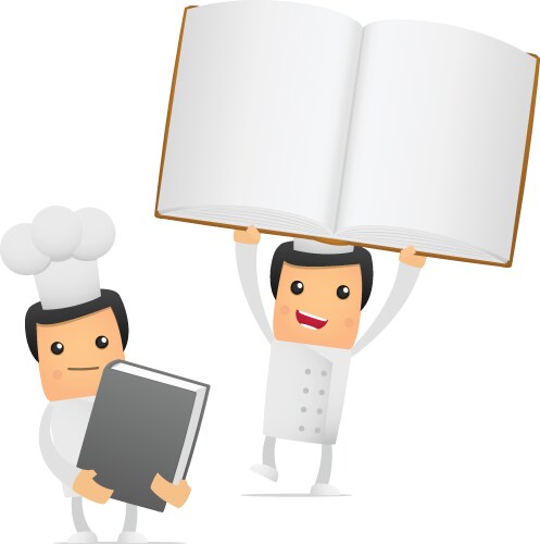 Chef reading cookery book Royalty Free Vector Image