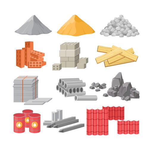 Building and construction materials icon set Vector Image