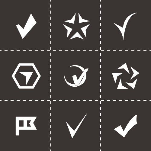 White confirm icons set Royalty Free Vector Image