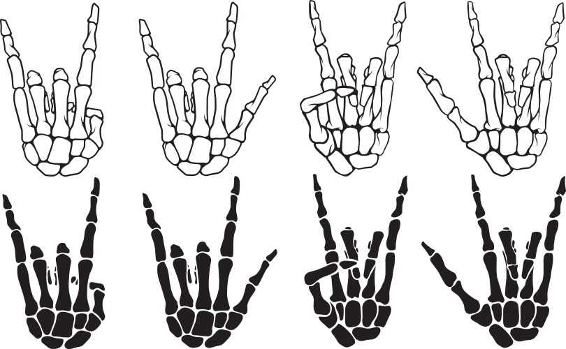 Sign hand ok skeleton Royalty Free Vector Image