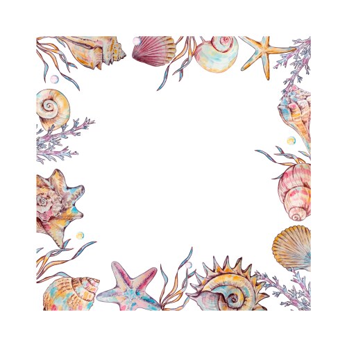 Watercolor floral frame border with pink Vector Image