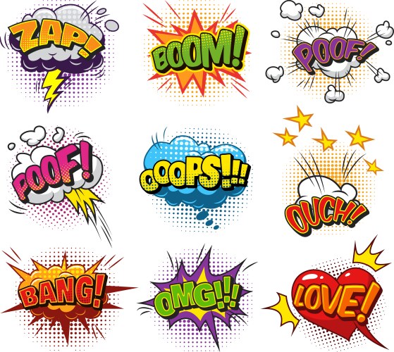Comic bubbles set Royalty Free Vector Image - VectorStock
