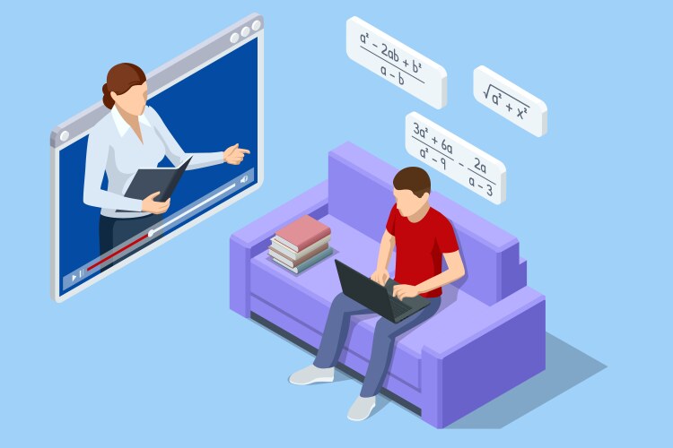 University students isometric composition Vector Image